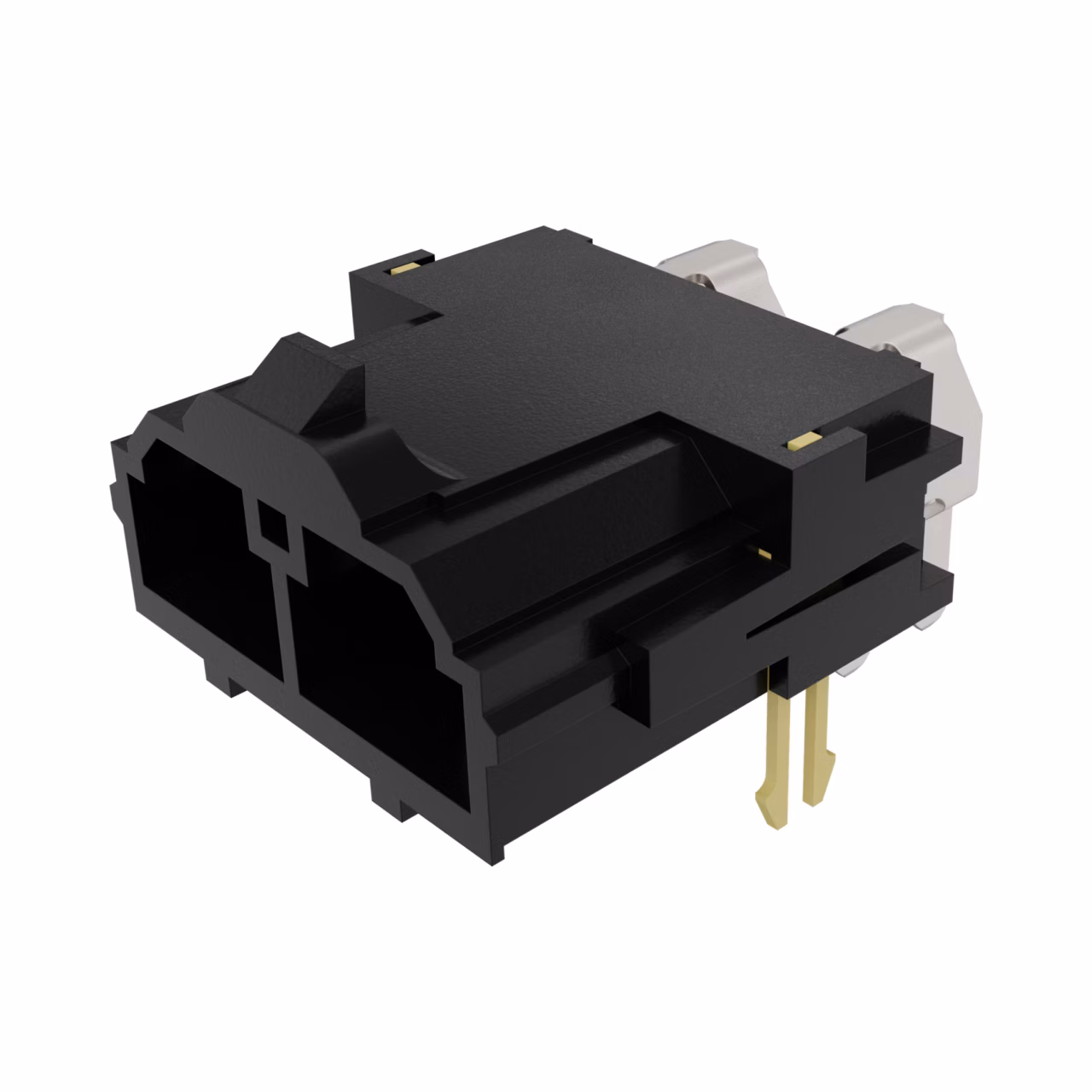 Mini-Fit Sr. Right-Angle Header, 10.00mm Pitch, Single Row, 2 Circuits, 5.10mm Tail Length, for 2.36mm PCB, Silver (Ag) Plating, with Clip for sale
