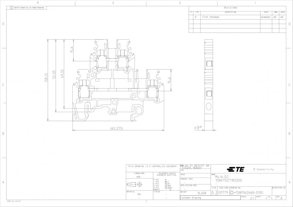 TE Connectivity 1SNA115271R2200 customer drawing preview