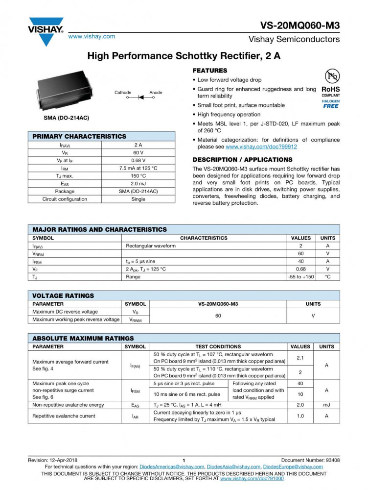VS-20MQ060-M3 datasheet page 1
