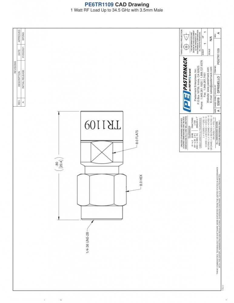 PE6TR1109 technical datasheet page 3