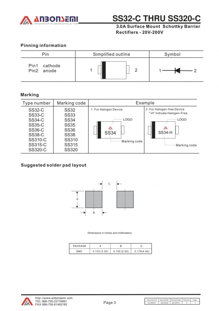 AnBon SS310-C datasheet page 3