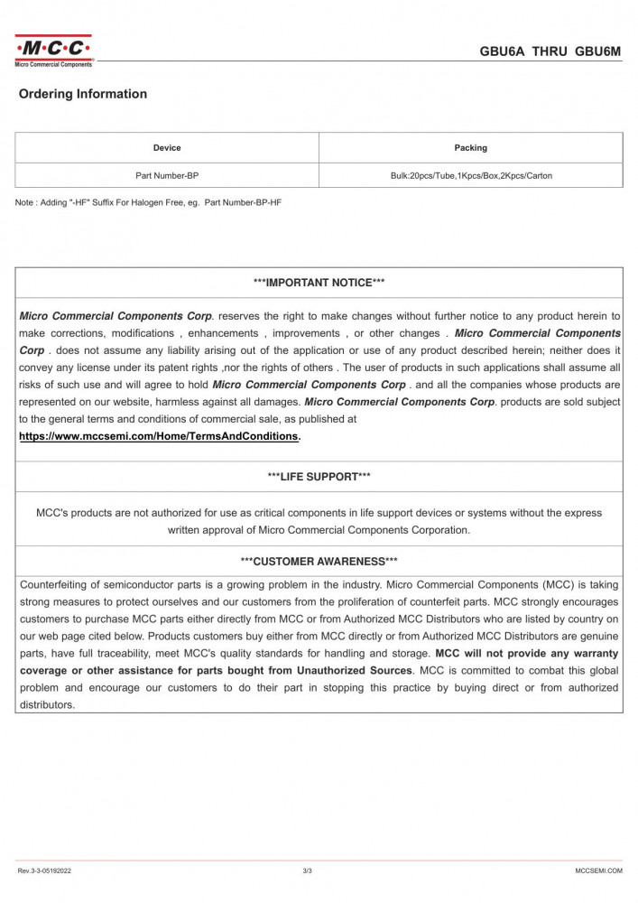 GBU6M-BP datasheet page 3