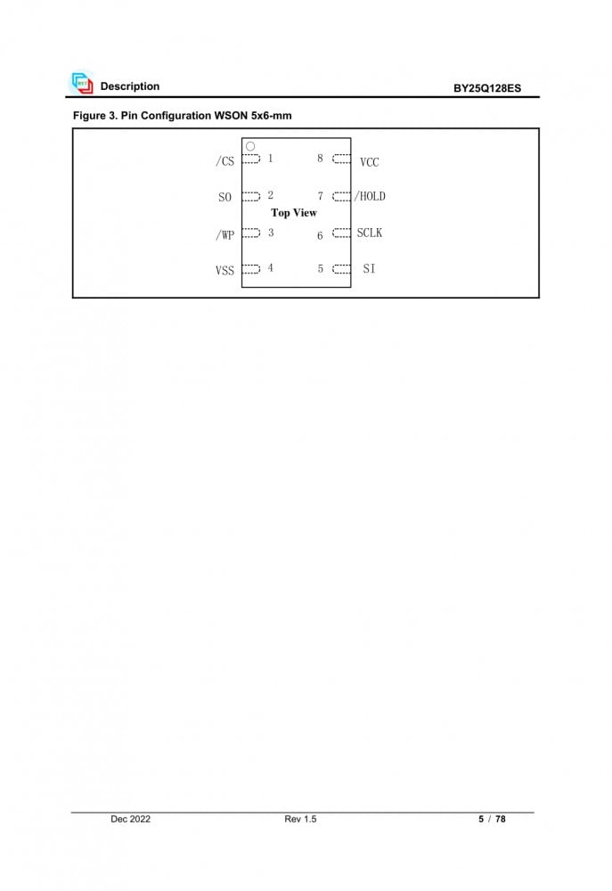 BY25Q128ESSIG(T) datasheet page 5