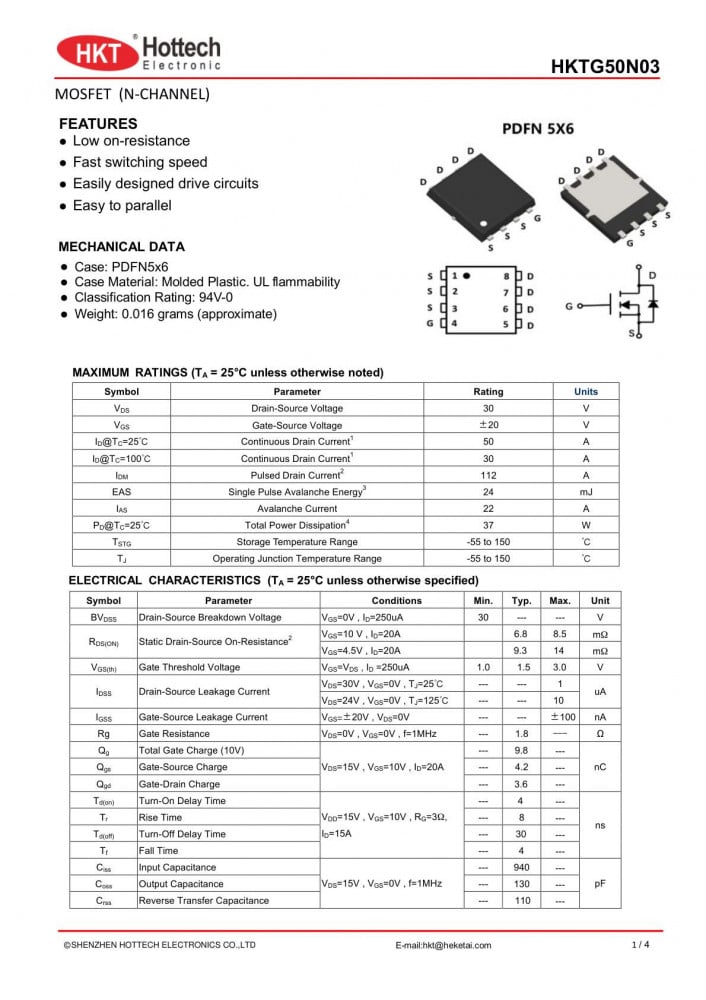 HKTG50N03 datasheet page 1