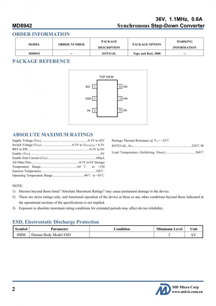 MD8942 datasheet page 2