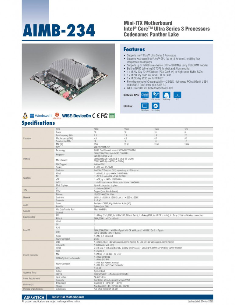 AIMB-234 product documentation page 1