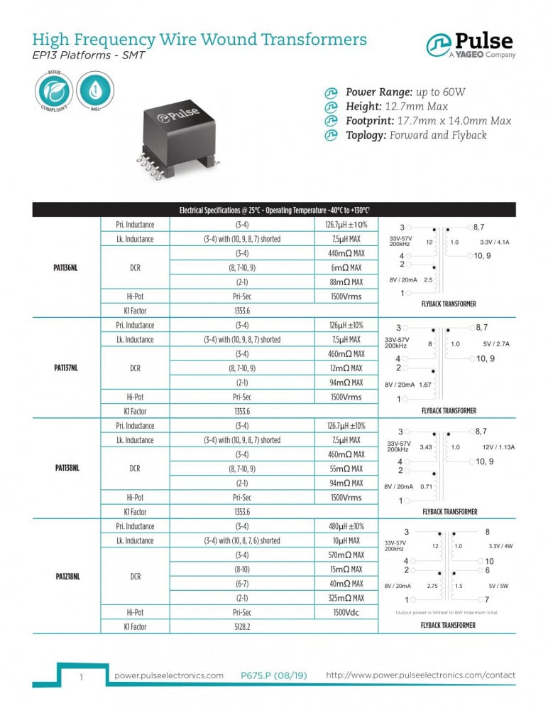 PA2204NL technical document page 1