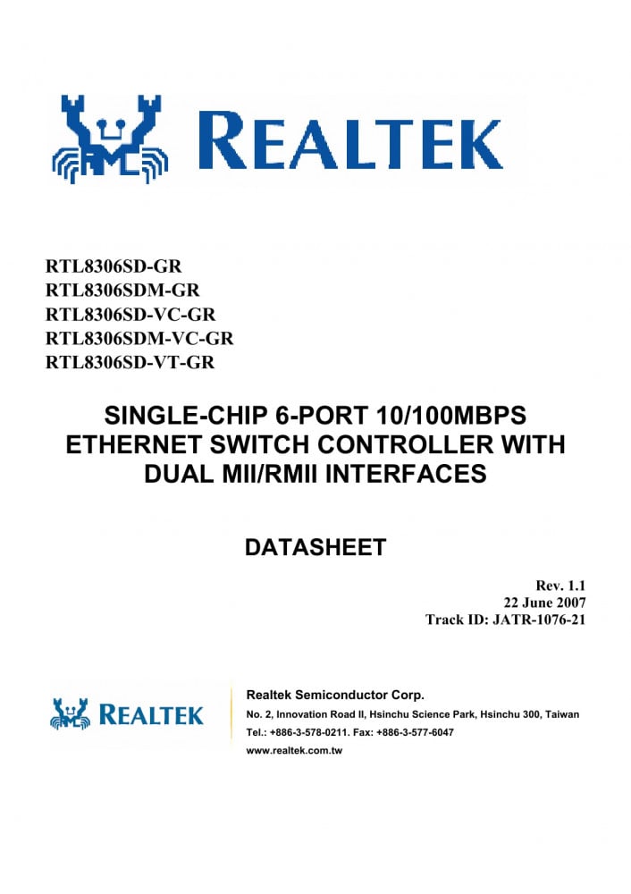 RTL8306SD-GR datasheet page 1