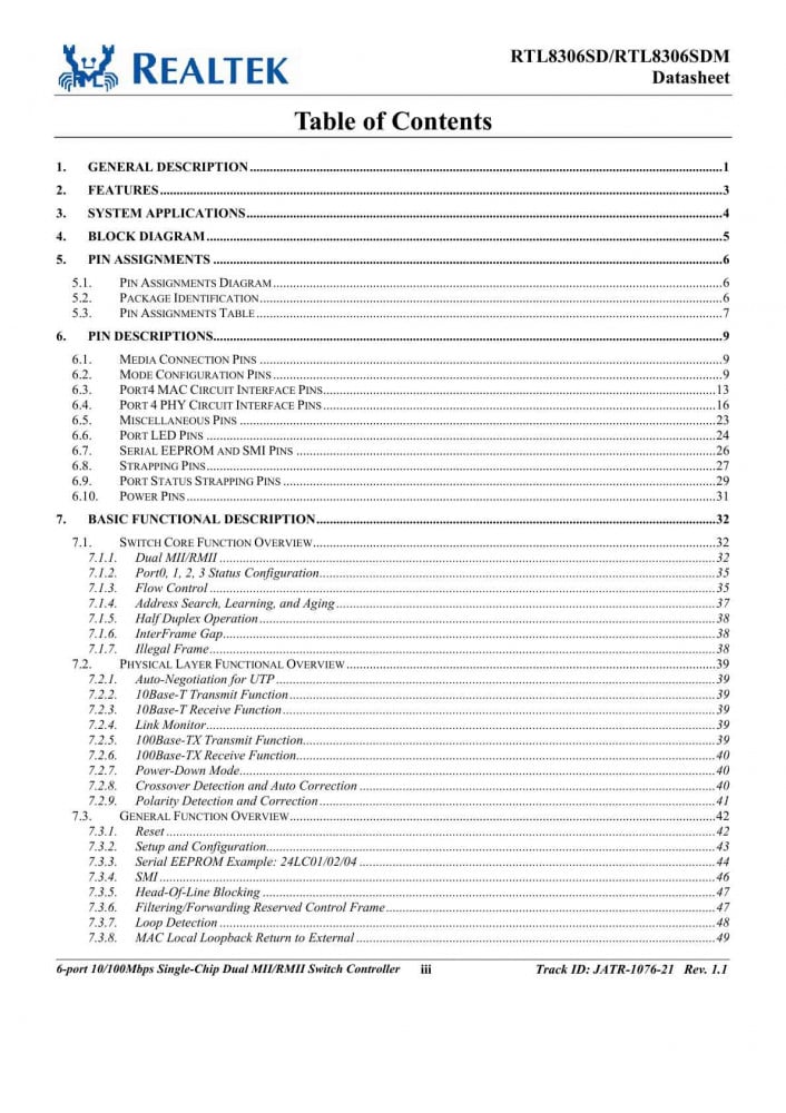 RTL8306SD-GR datasheet page 3