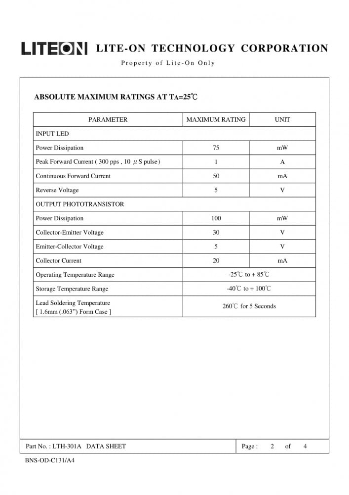 LTH-301A datasheet page 3