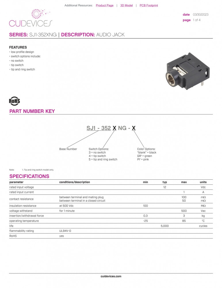 SJ1-3525NG-GR datasheet page 1