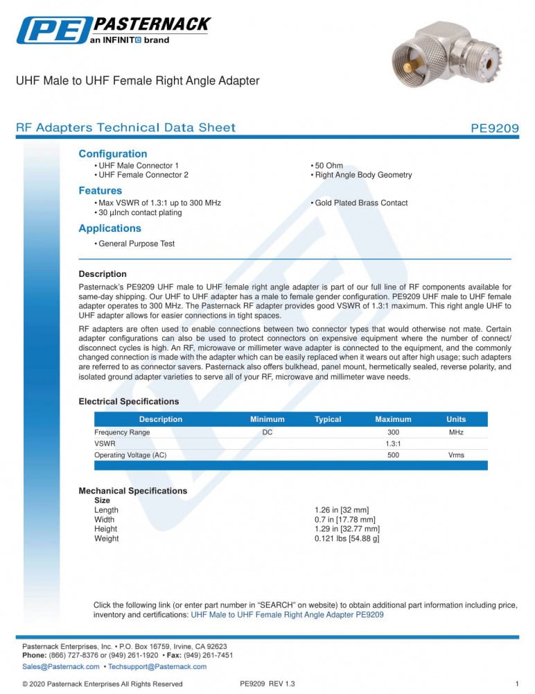 PE9209 technical document page 1
