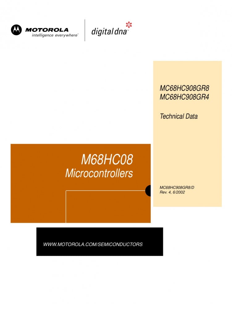 MC68HC908GR8 datasheet page 1