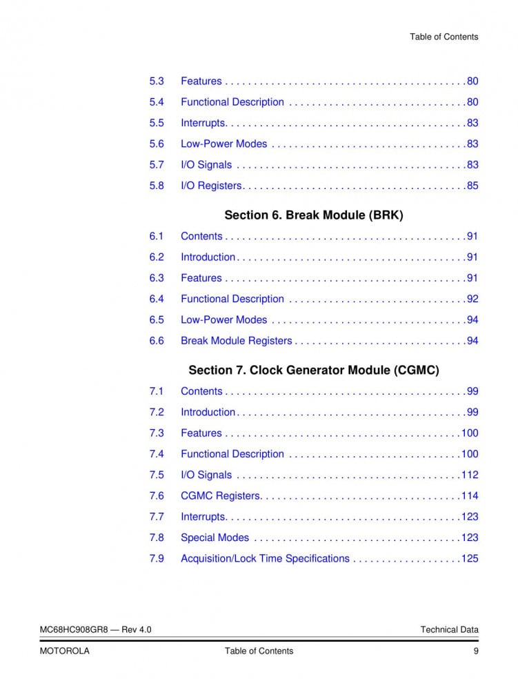 MC68HC908GR8 datasheet page 9