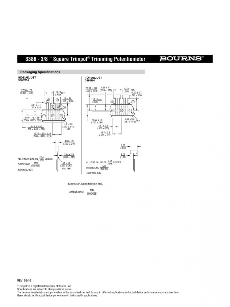 BOURNS 3386 series datasheet page 3