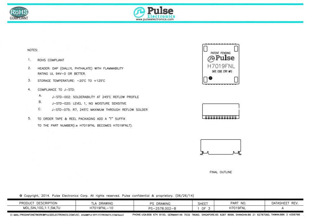 H7019FNLT datasheet page 1