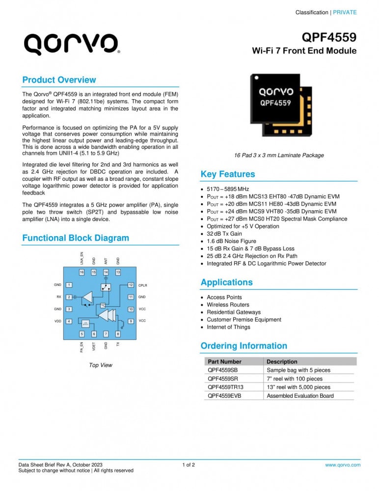 QPF4559 technical document page 1