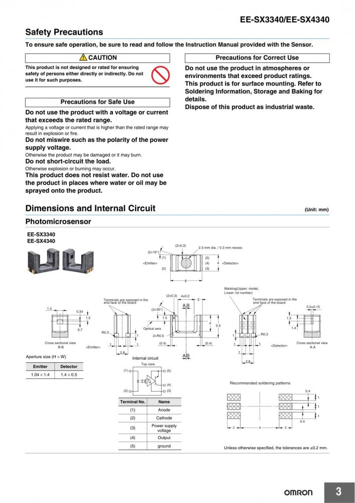 OMRON EE-SX4340 datasheet page 3