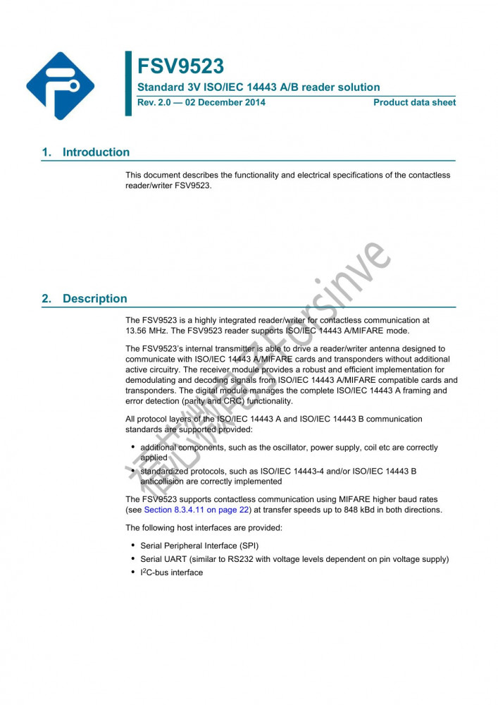 FSV9523 datasheet page 1