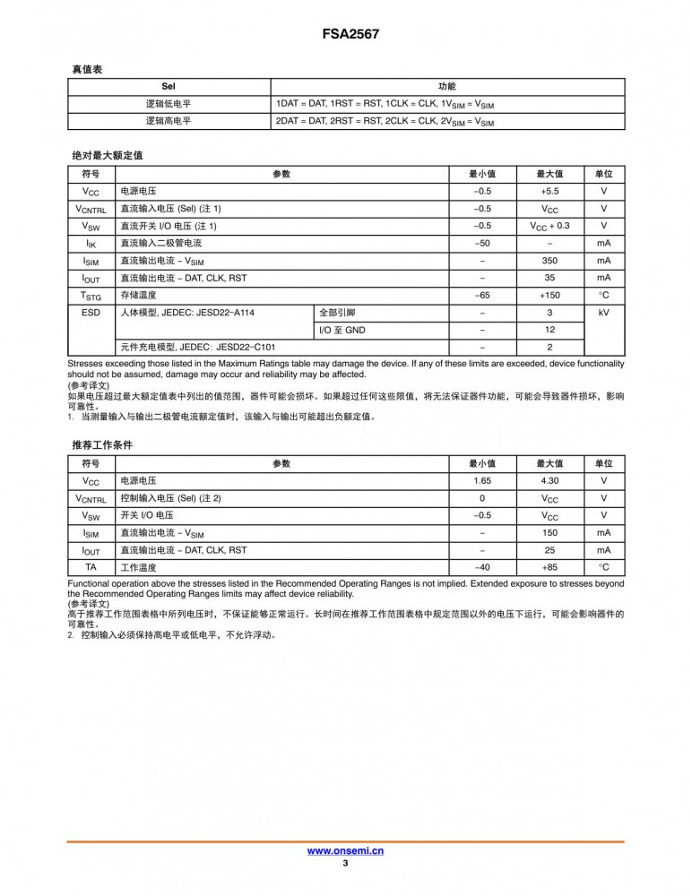 FSA2567 datasheet page 3
