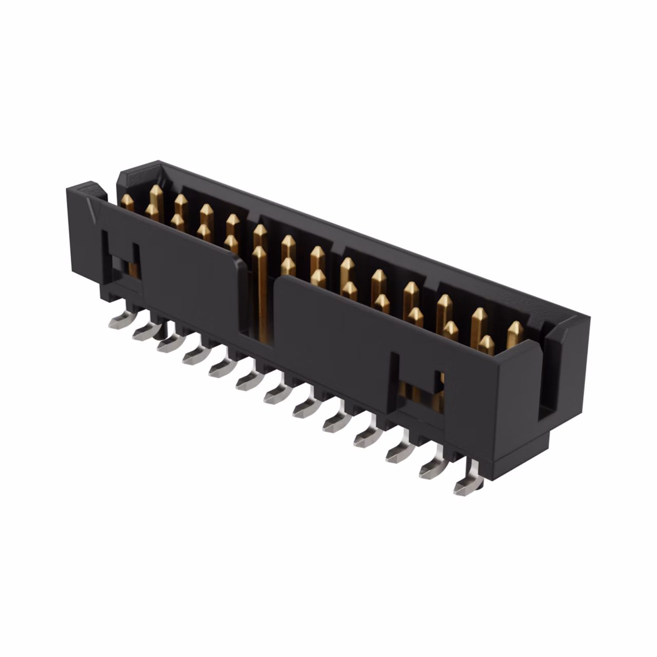 2.00mm Pitch, Milli-Grid PCB Header, Dual Row, Vertical, Surface Mount, Shrouded, 26 Circuits, 0.38µm Gold (Au) Plating, Dual Side Slots, Dual Friction Locks, Center Polarization, with Pegs,Tape and Reel for sale