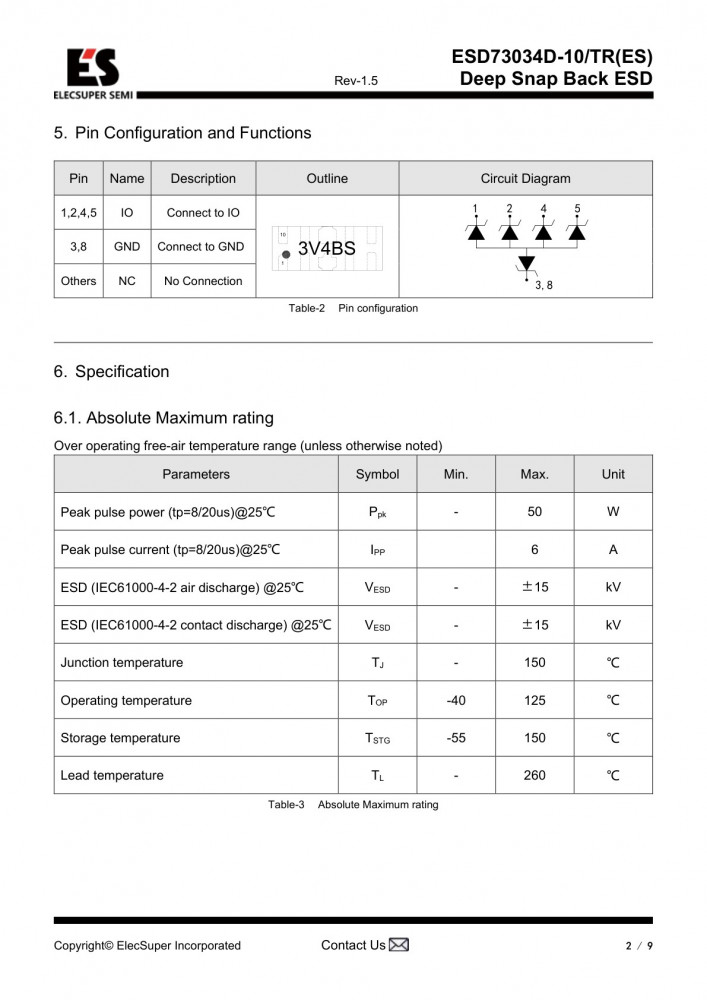 ESD73034D-10/TR(ES) datasheet page 2