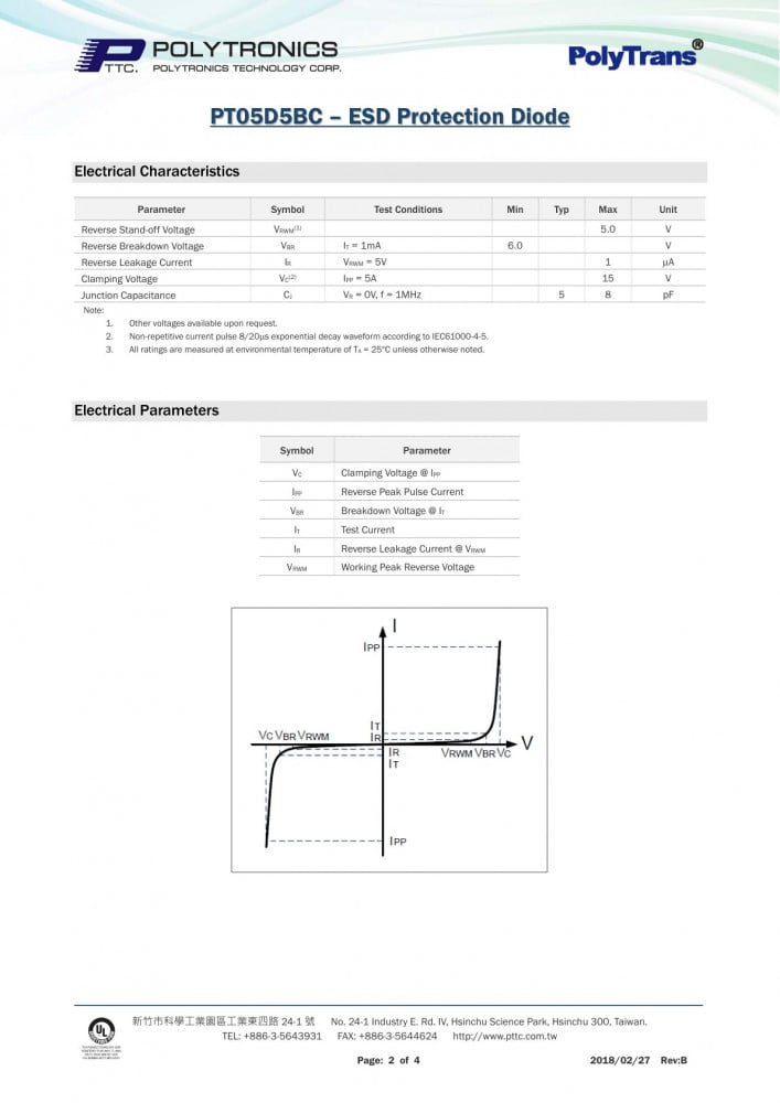 PT05D5BC technical datasheet page 2