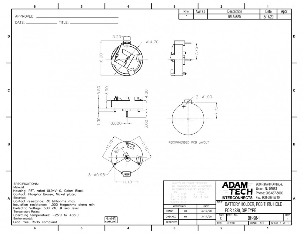 ADAM TECH BH-98-1 technical document preview