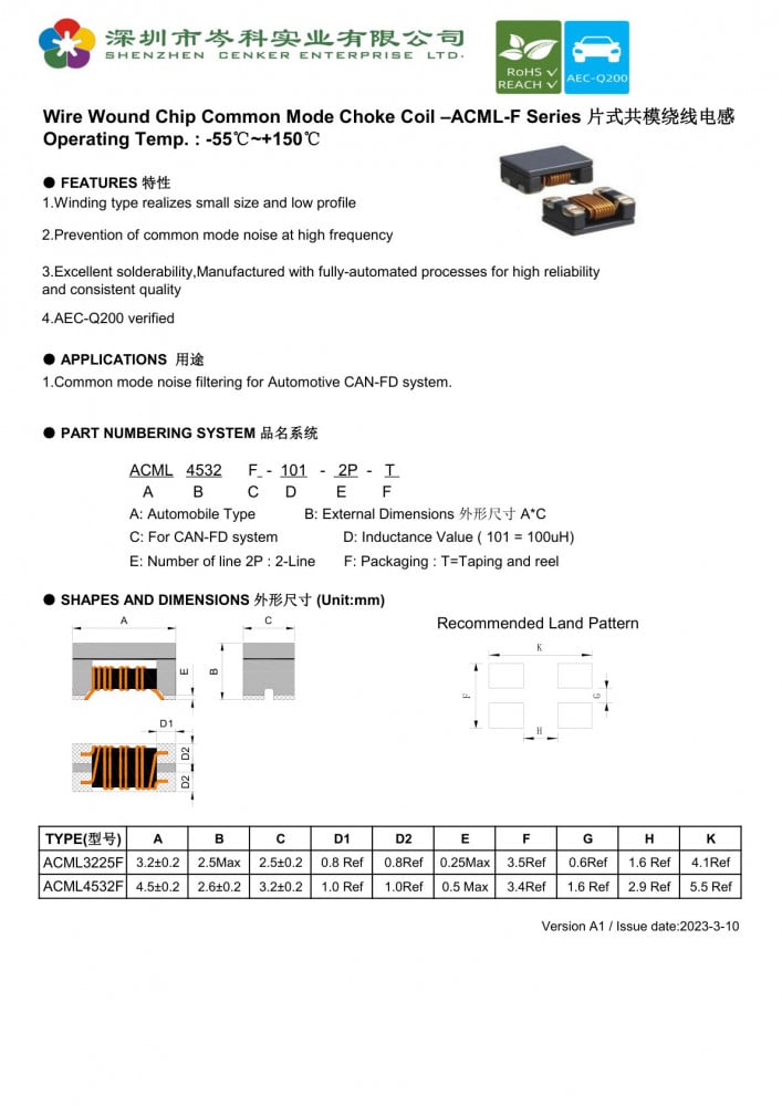 CENKER ACML-F series datasheet page 1