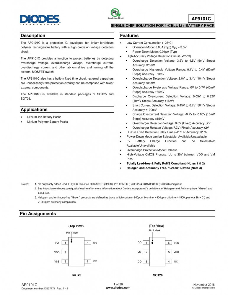 AP9101C datasheet page 1