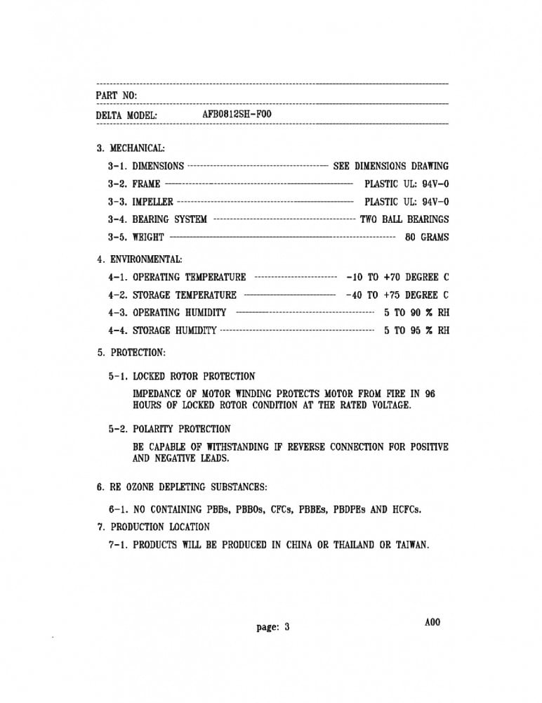 AFB0812SH-F00 specification page 3