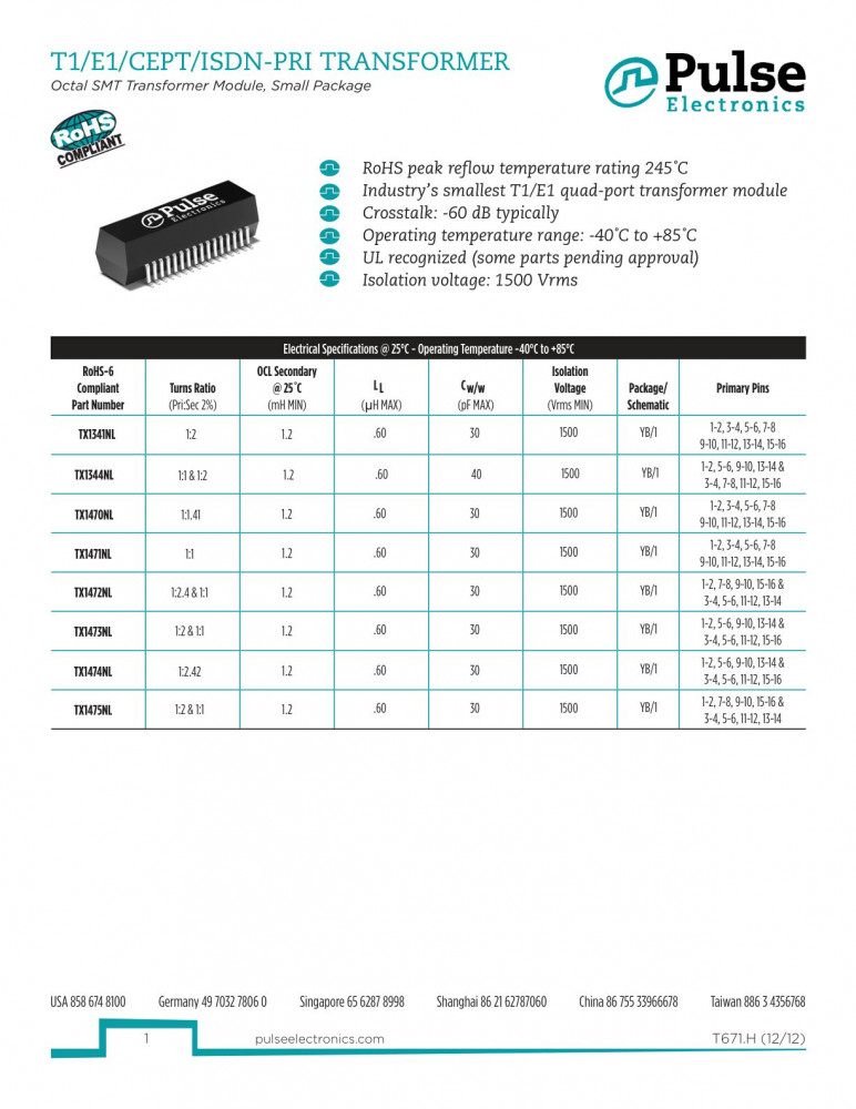 TX1475NL datasheet page 1