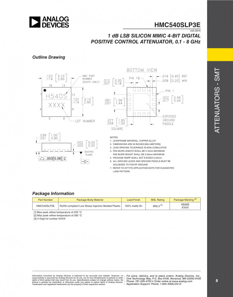 HMC540SLP3E datasheet page 8