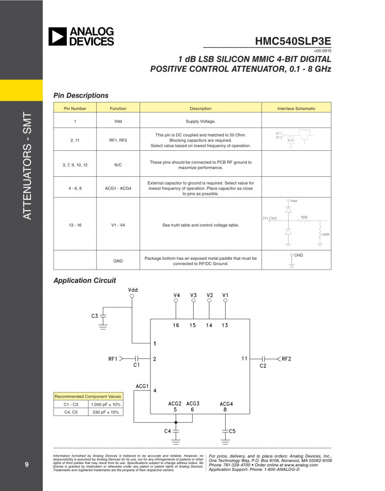 HMC540SLP3E datasheet page 9