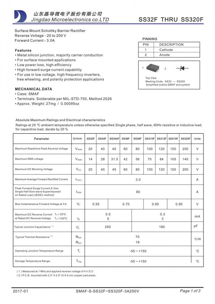 SS38F datasheet page 1
