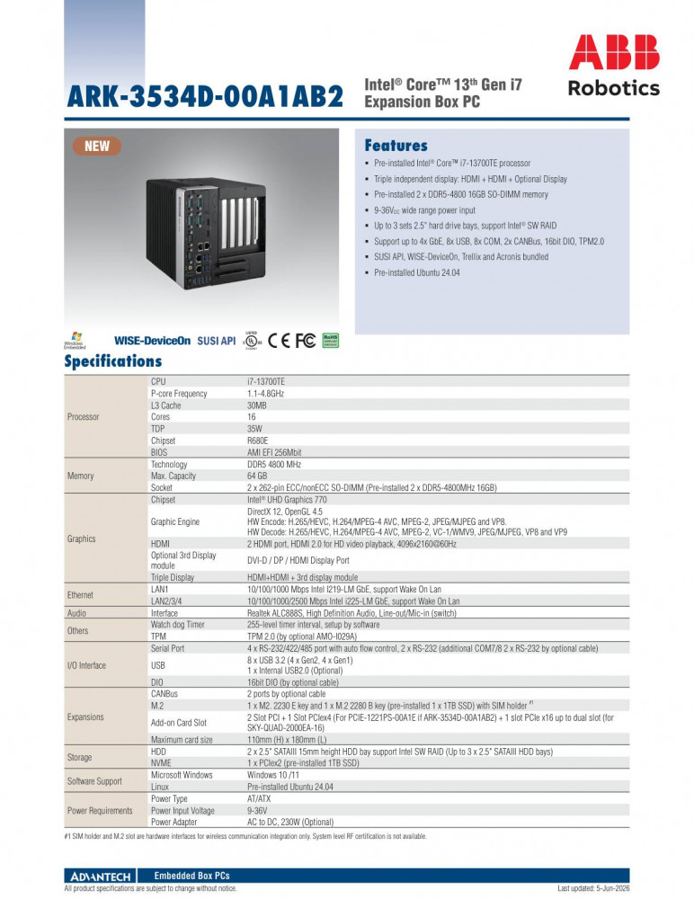 ARK-3534D product documentation page 1