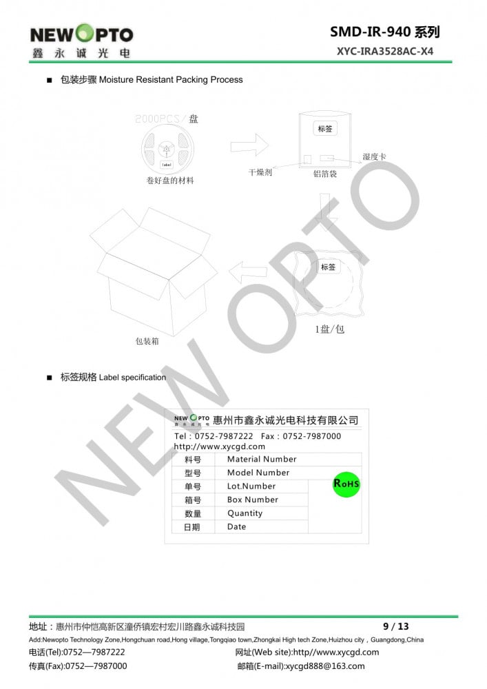 XYC-IRA3528AC-X4 datasheet page 9