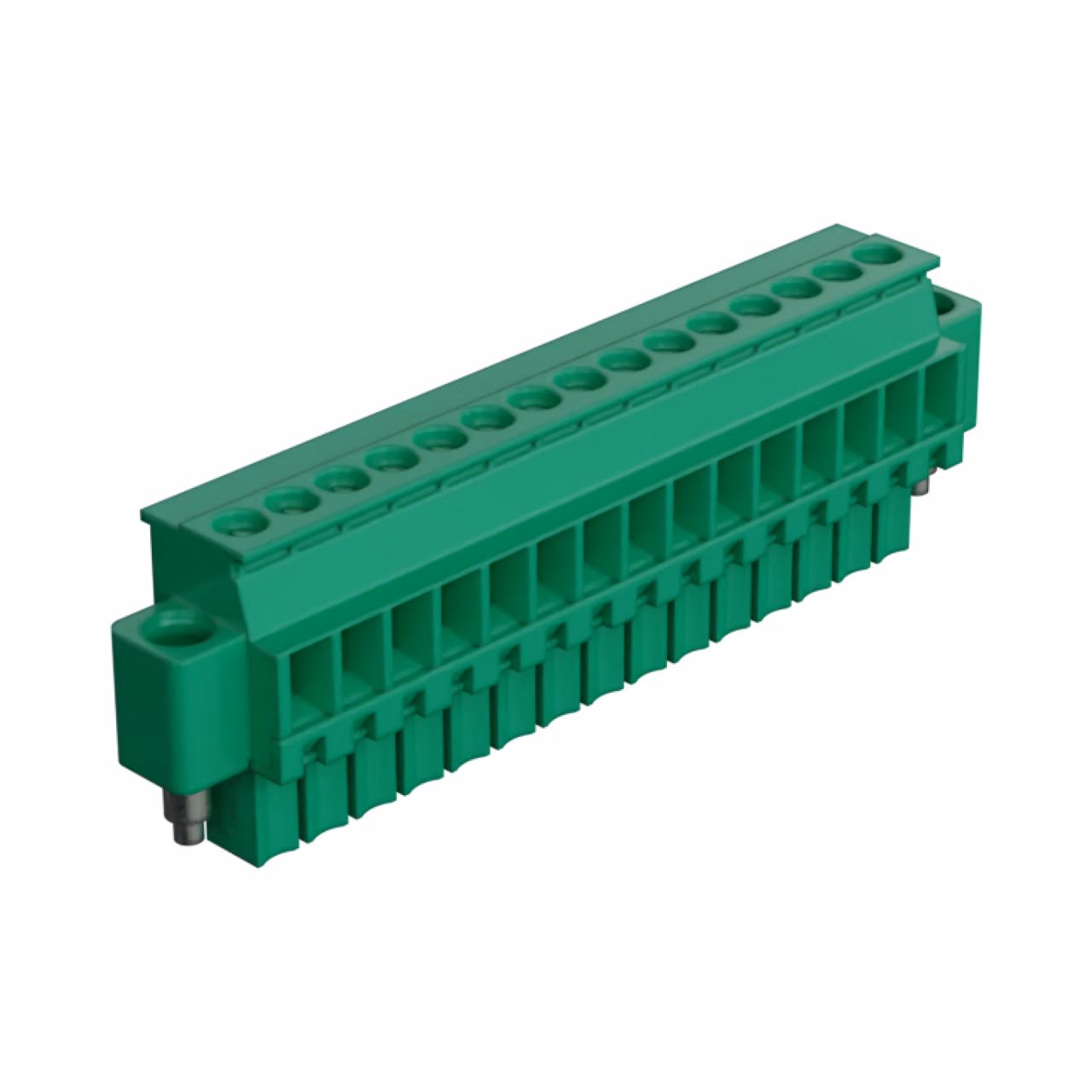 3.50mm Pitch Eurostyle Vertical Plug, with Retention Screws, Rear Wire Entry, Green Housing, 15 Circuits for sale