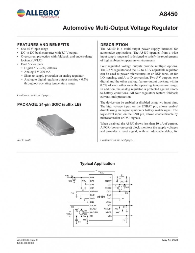 A8450 datasheet page 1