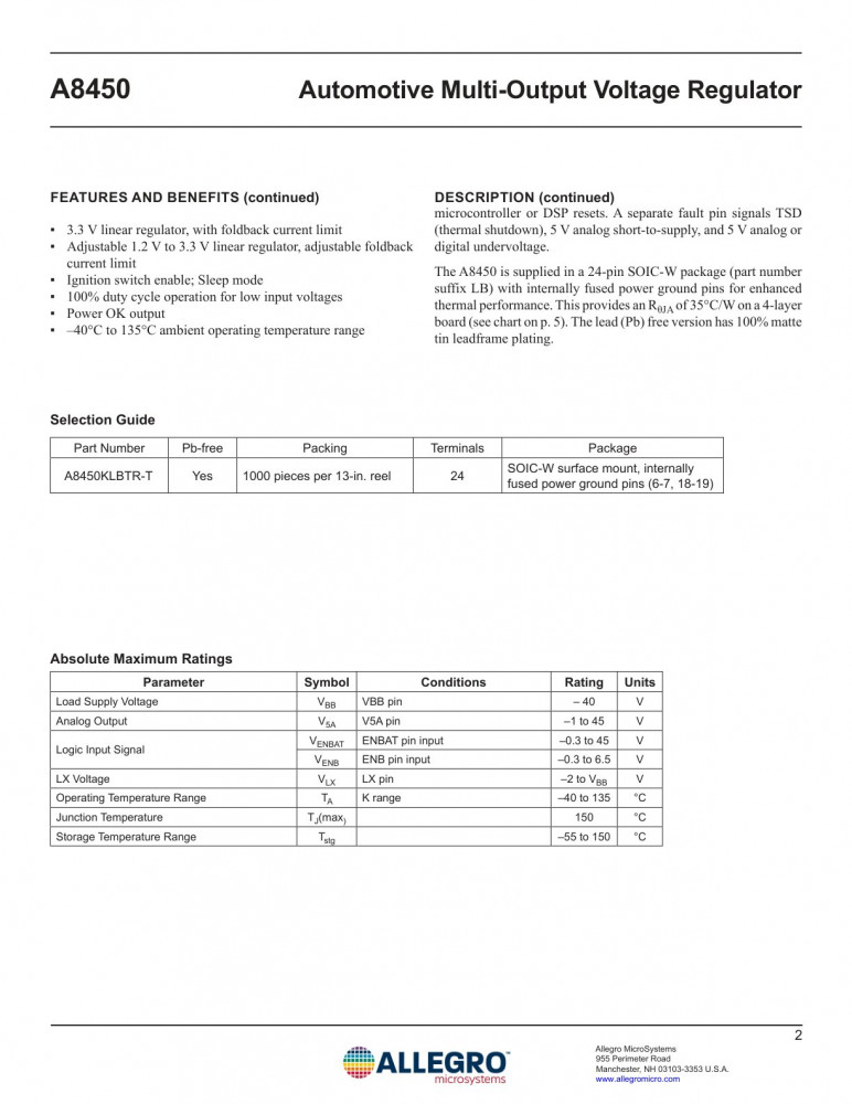 A8450 datasheet page 2