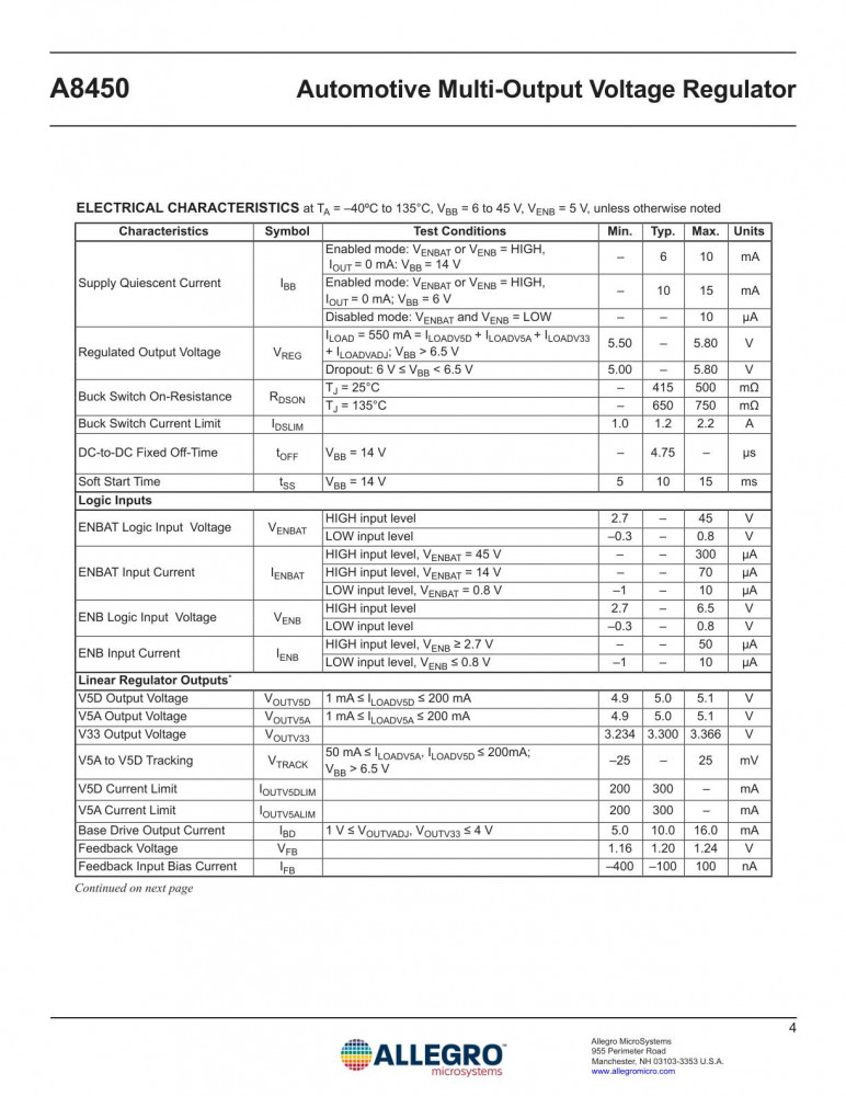 A8450 datasheet page 4