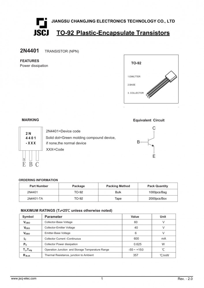 2N4401-TA datasheet page 1