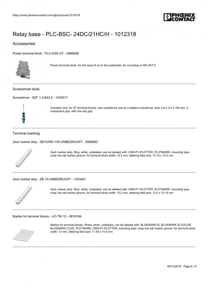 Phoenix Contact 1012318 documentation page 8