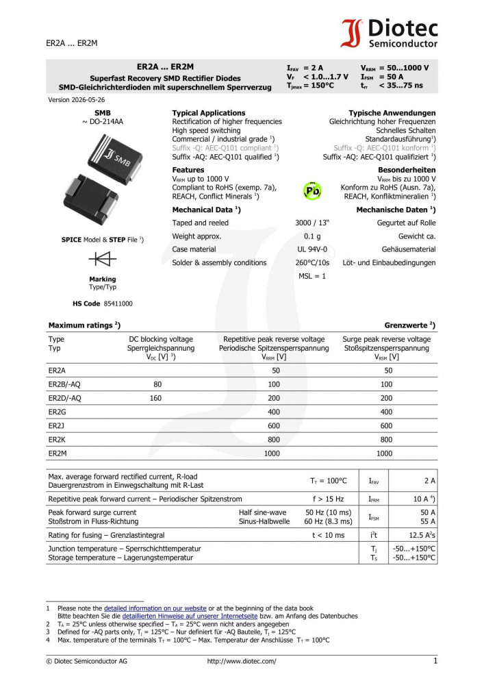 ER2G datasheet page 1