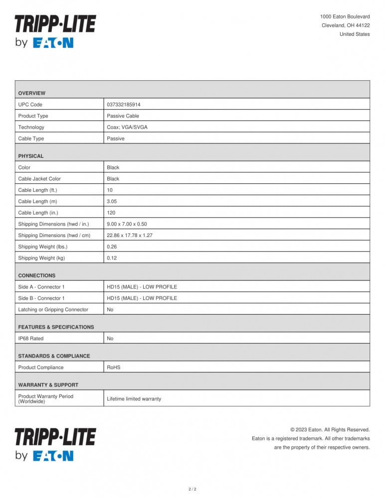 EATON P502-010-SM product documentation page 2