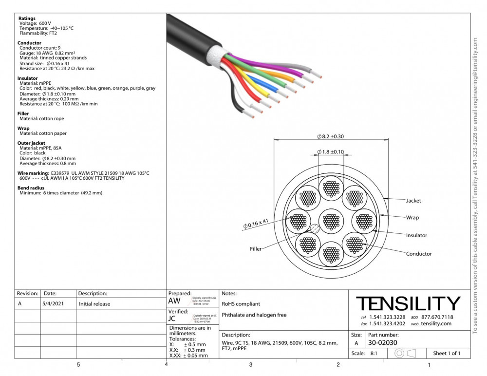 Tensility International drawing for part number 30-02030