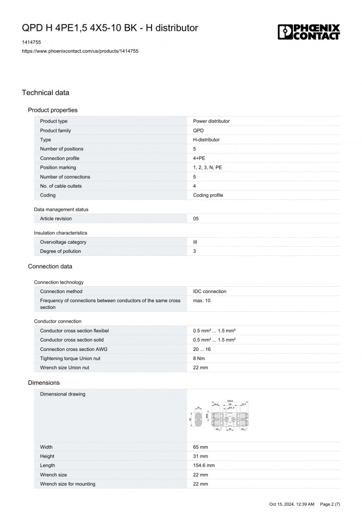Phoenix Contact 1414755 technical document page 2