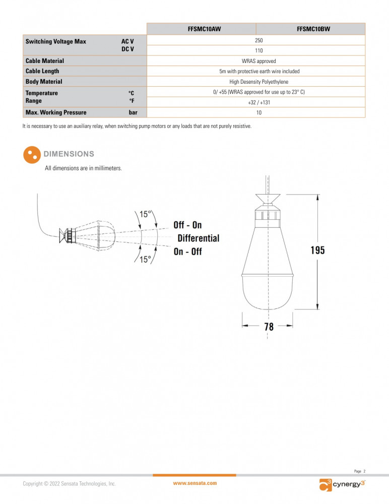 FFSMC10BW technical document page 2