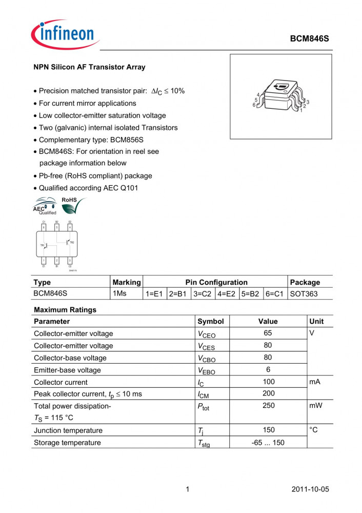 BCM 846S datasheet page 1