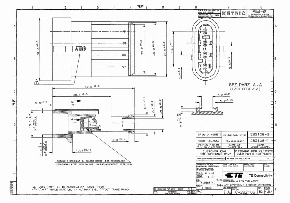 TE Connectivity 282106-1 technical drawing